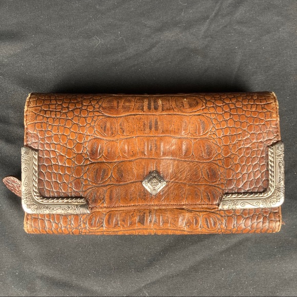 Brighton | Bags | Brighton Croc Embossed Leather Trifold Wallet | Poshmark